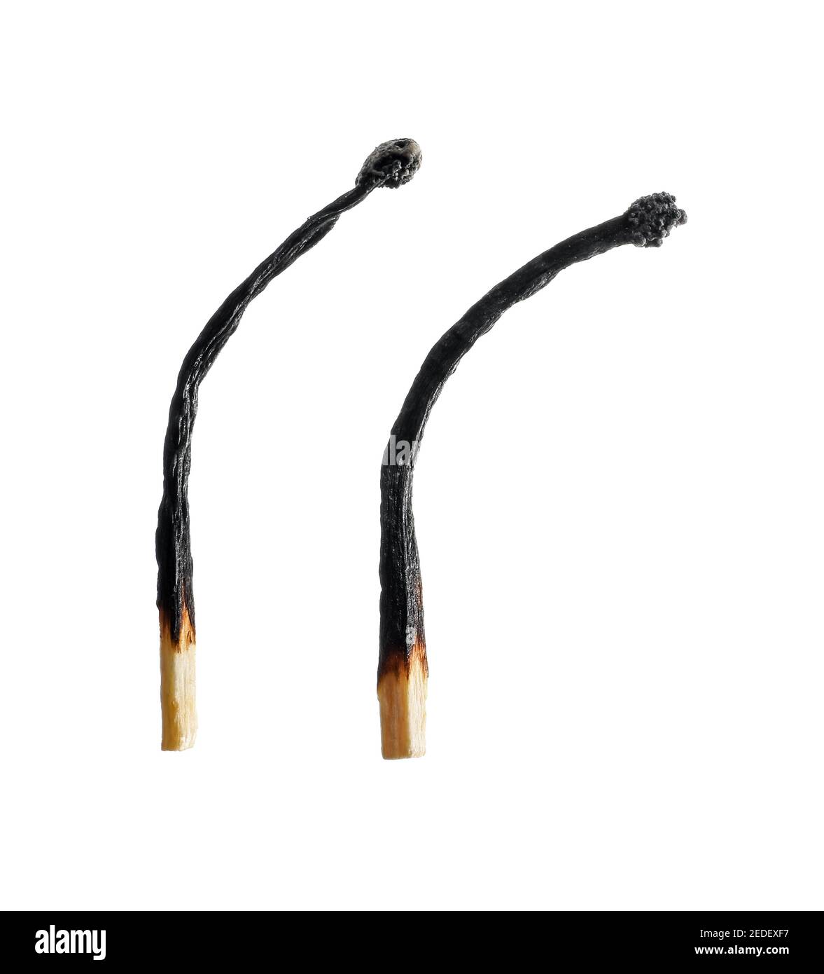 Burnt out matches on white background Stock Photo - Alamy