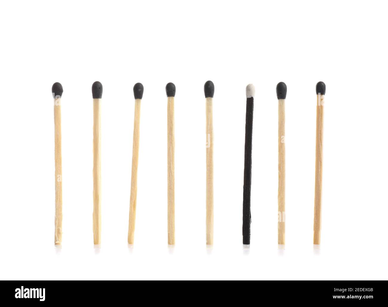 Different matches on white background. Concept of uniqueness Stock ...