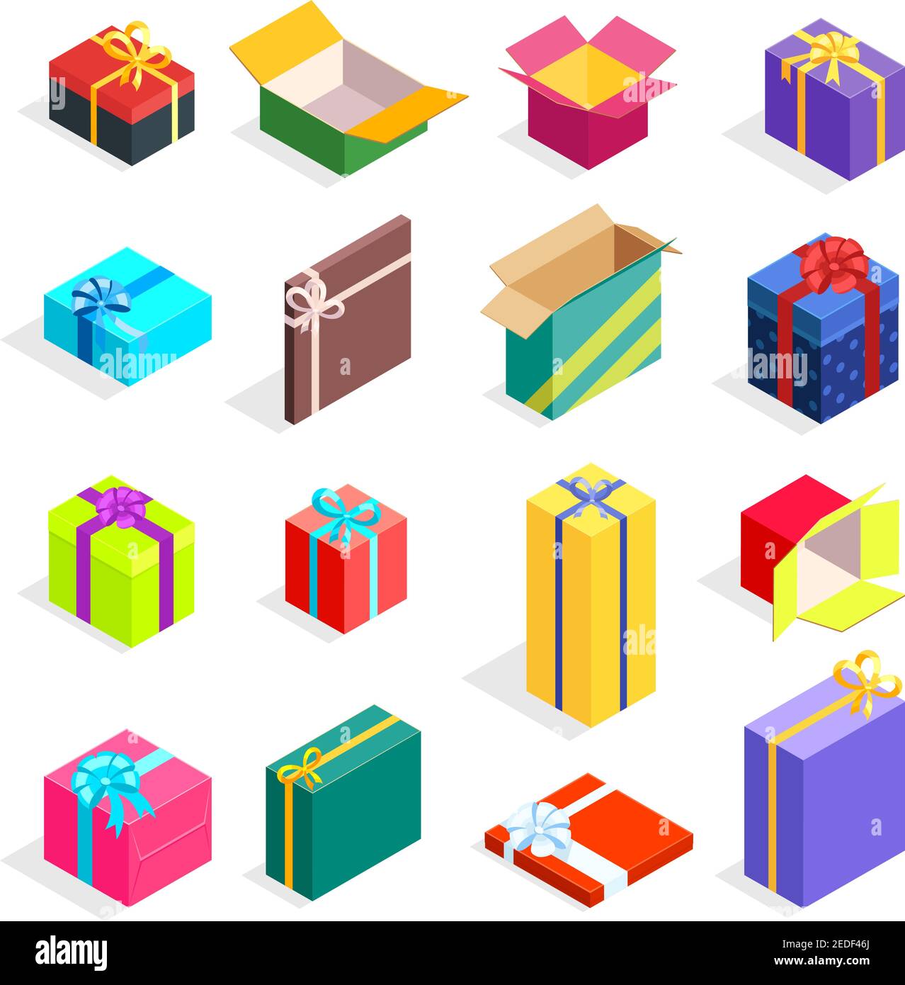 Gift box set with colorful carton fancy boxes of different size and ...