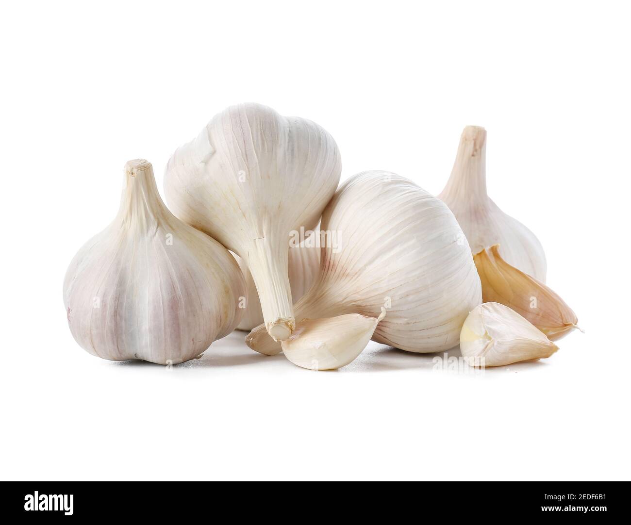 Fresh garlic on white background Stock Photo - Alamy