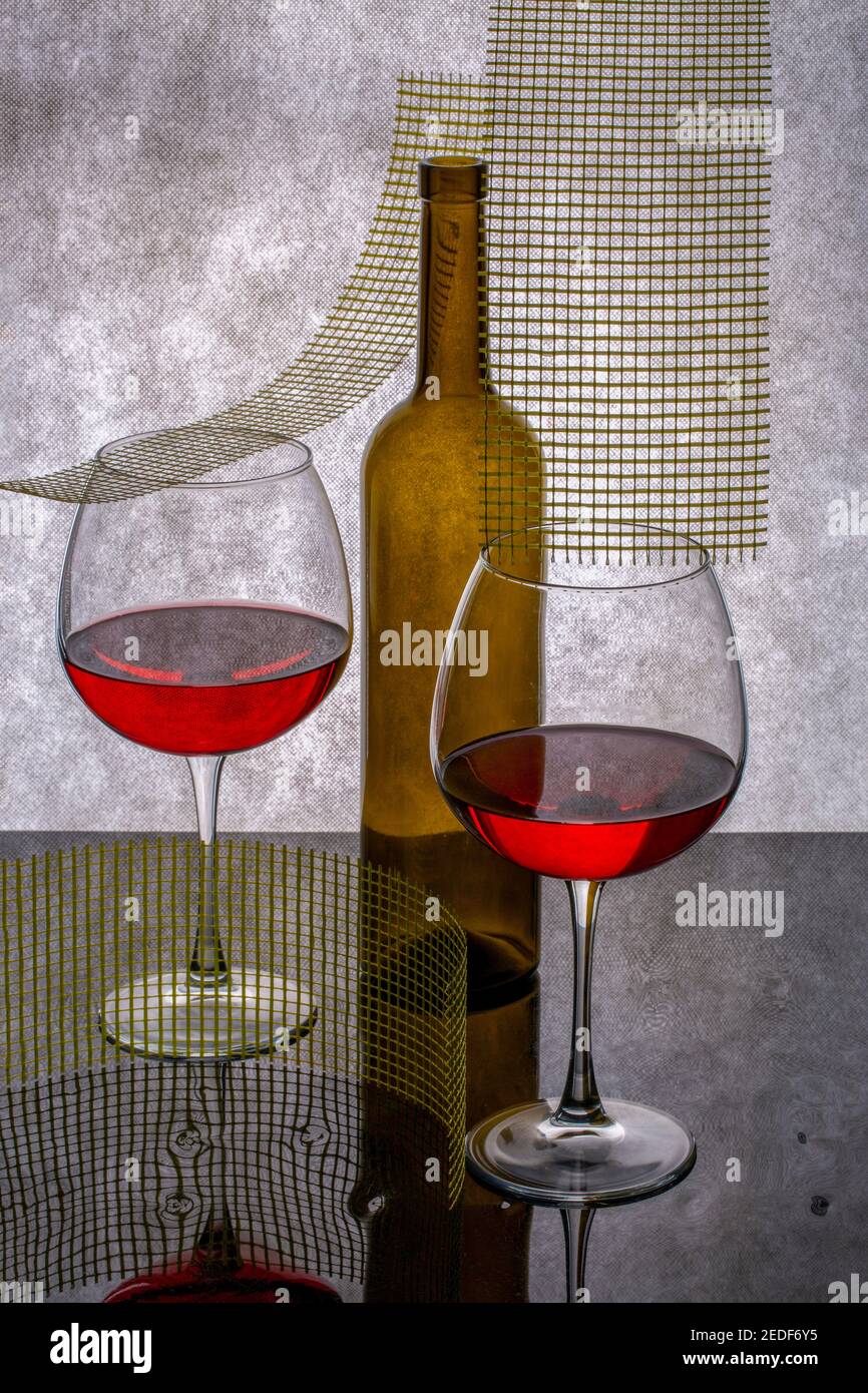 Still life with glass glasses with wine Stock Photo - Alamy