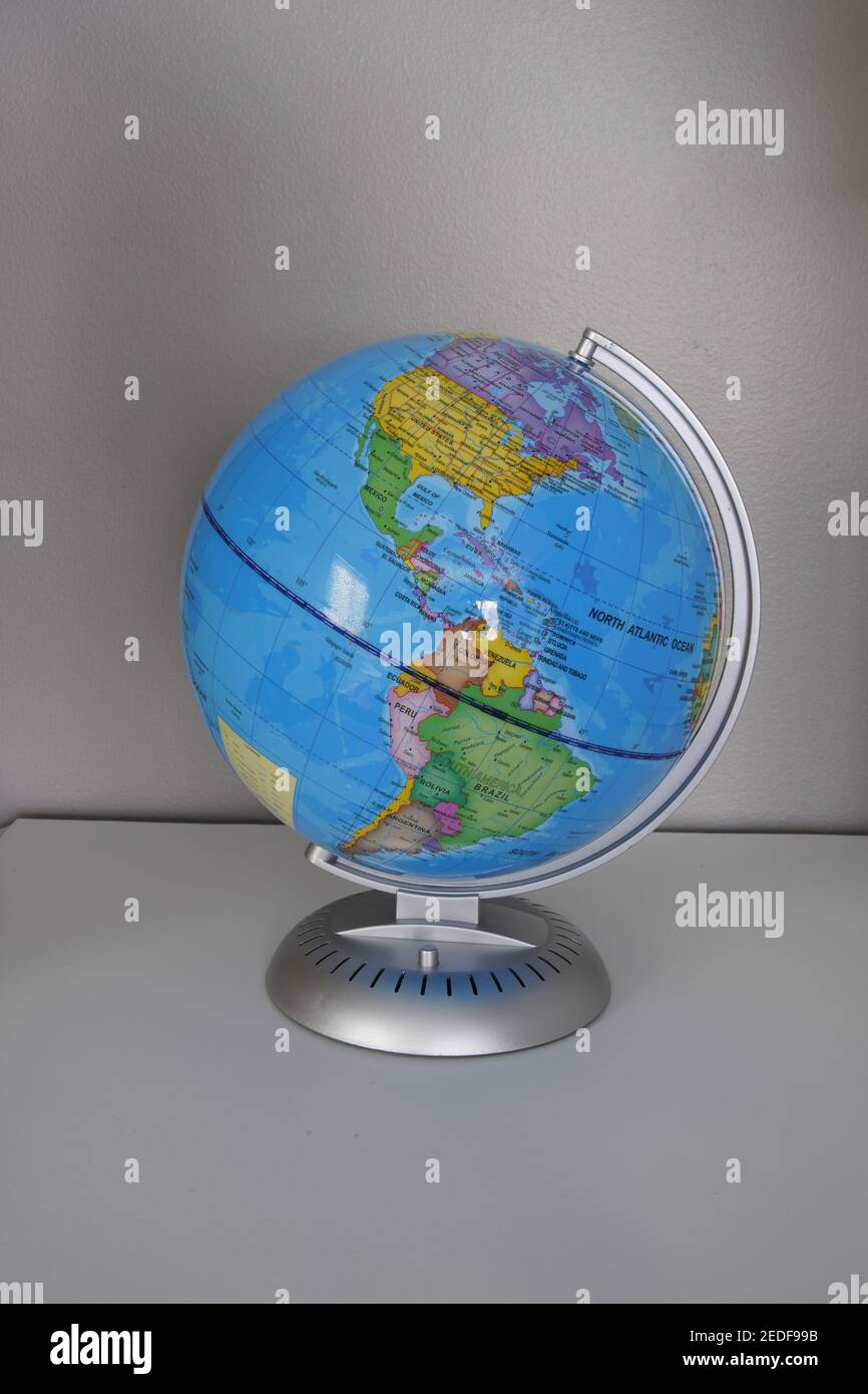 Earth Ocean Globe World Geography Map on the desk Stock Photo - Alamy