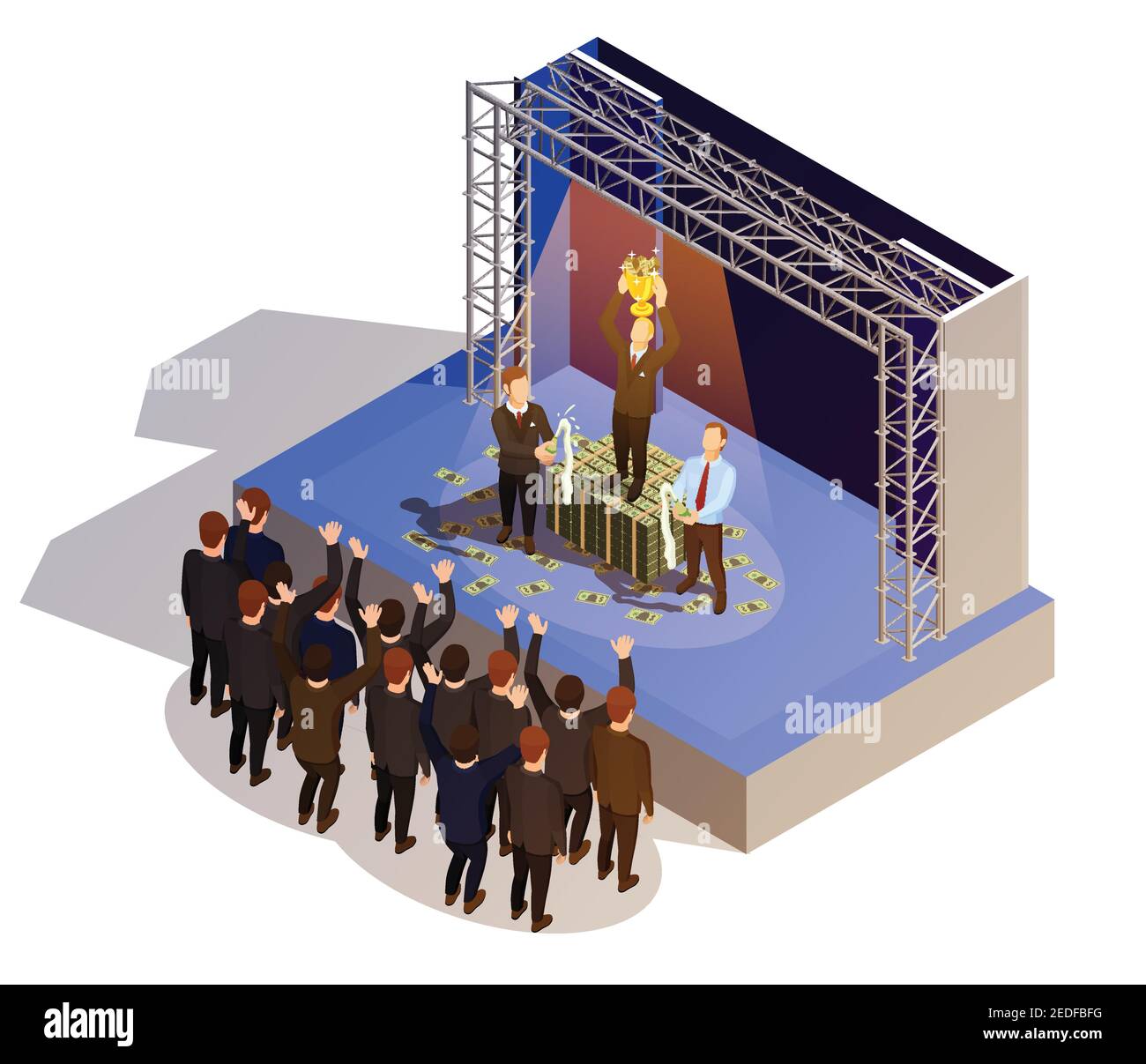 Prestigious business award winner prize giving ceremony podium ...