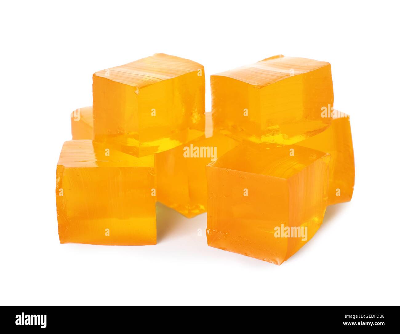 Tasty jelly cubes on white background Stock Photo - Alamy