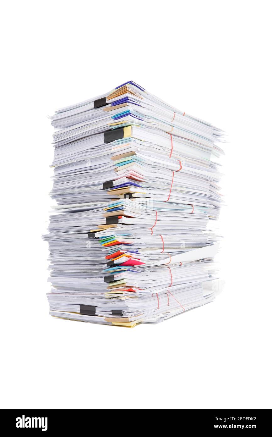 Stack of business papers isolated on white background Stock Photo - Alamy