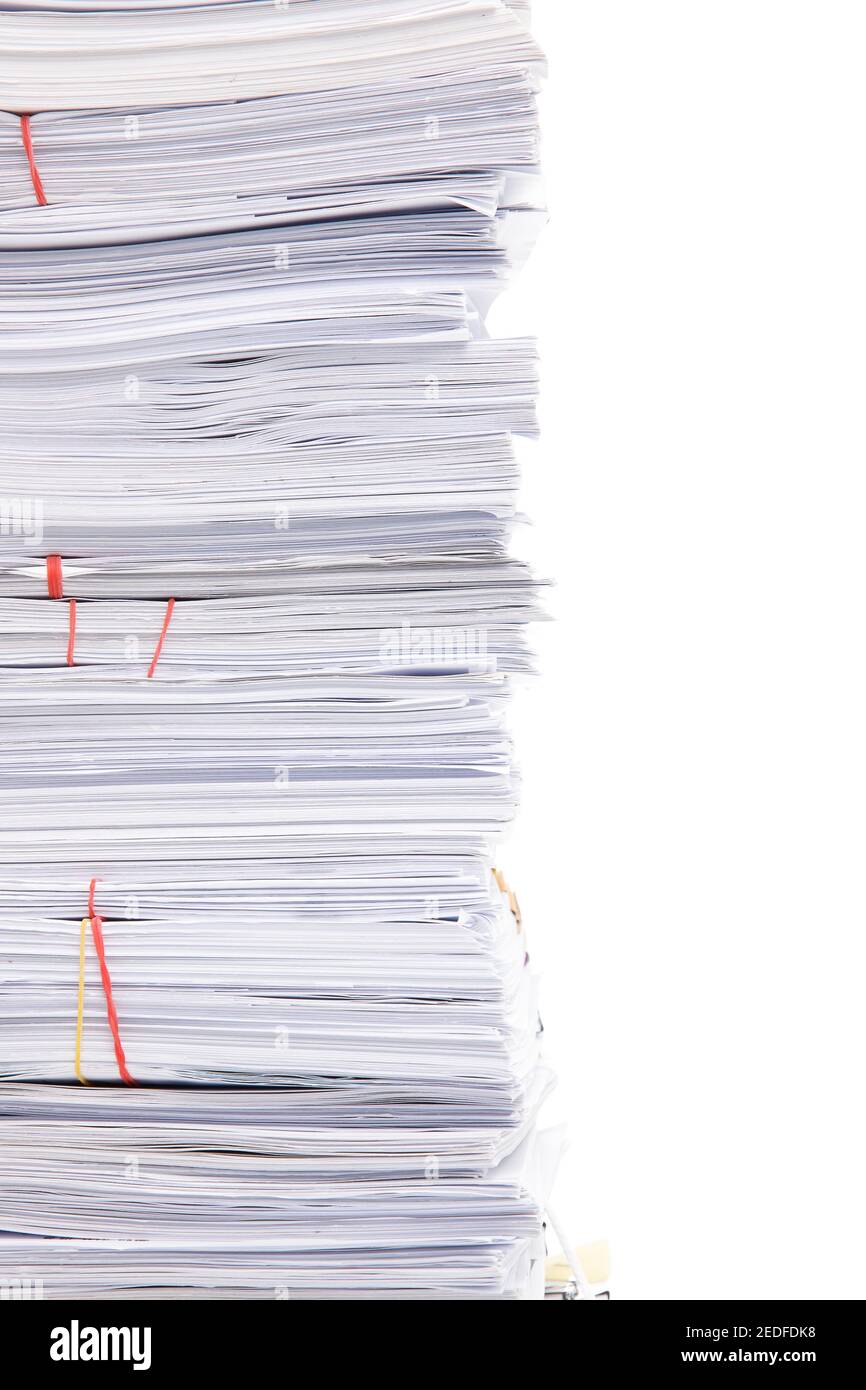 Stack of business papers isolated on white background Stock Photo - Alamy