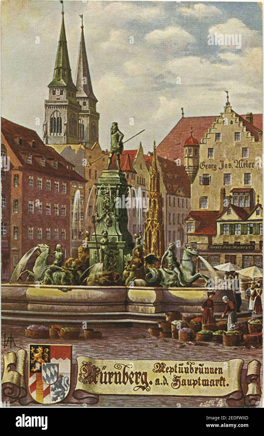 Nurnberg, Neptunbrunnen a.d. Hauptmarkt. 662B Stock Photo - Alamy