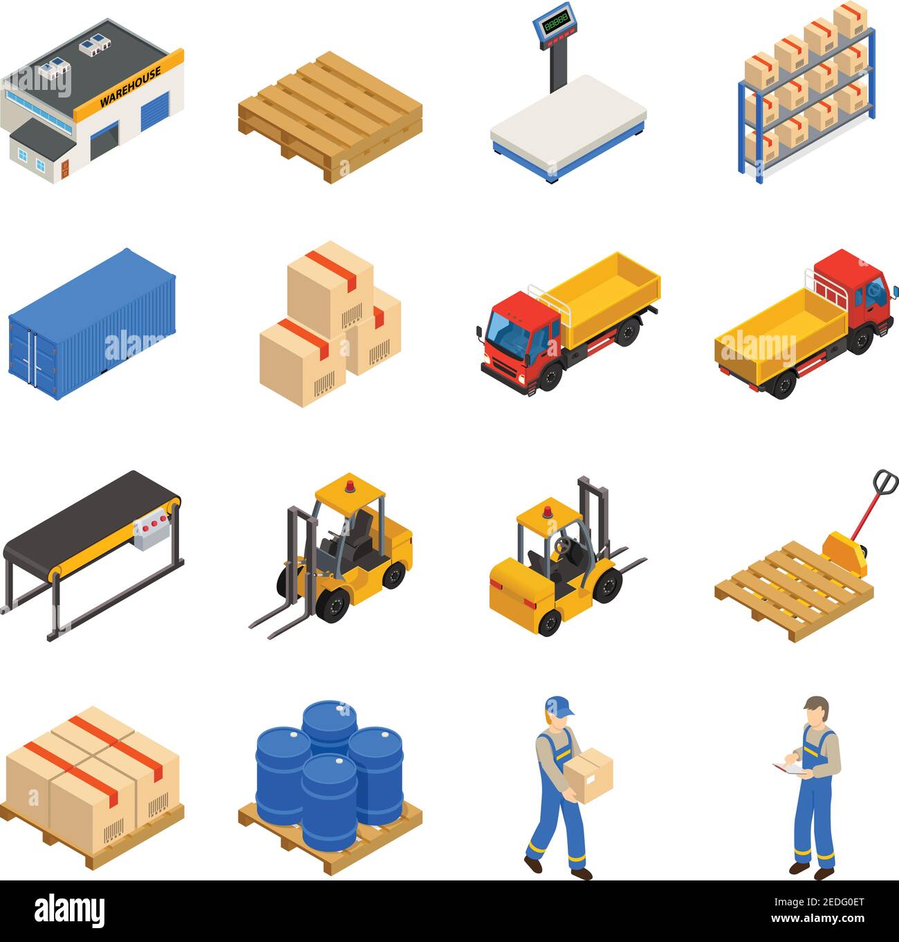 Warehouse isometric decorative icons set with elements of storage ...