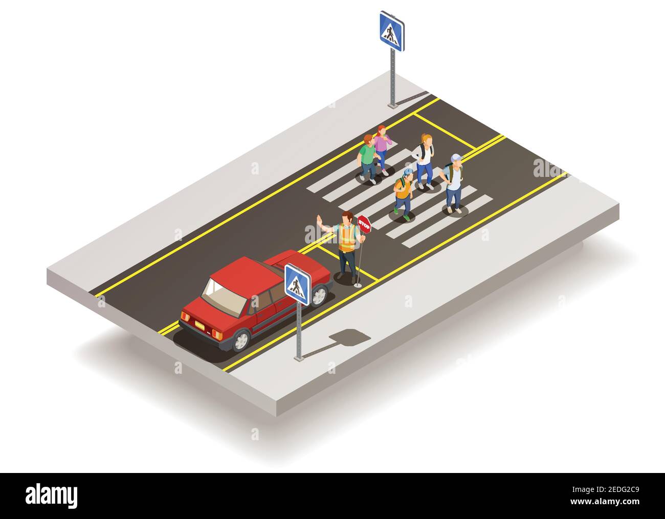 Road elements isometric composition with motorway section and ...