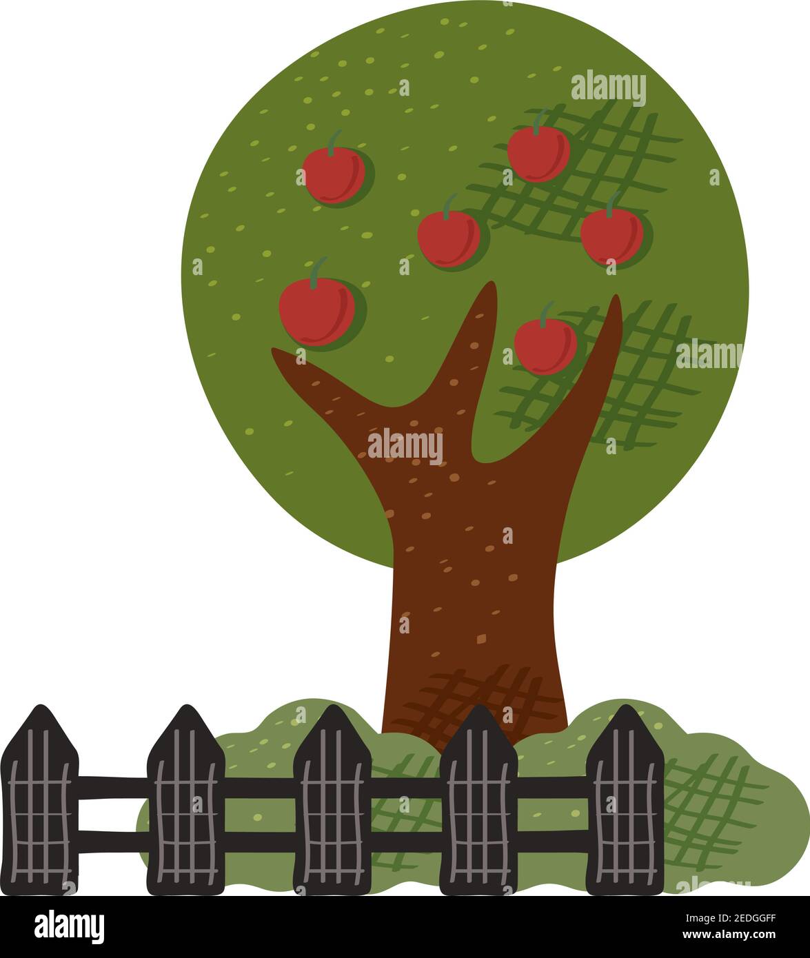 Farmhouse with large tree Stock Vector Images - Alamy