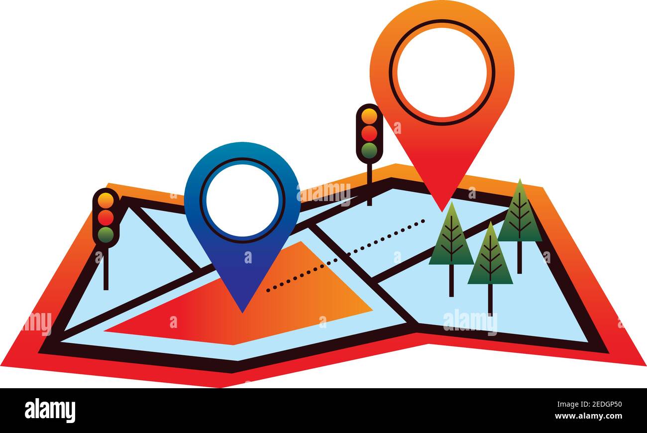 delivery service pins locations in paper map vector illustration design ...