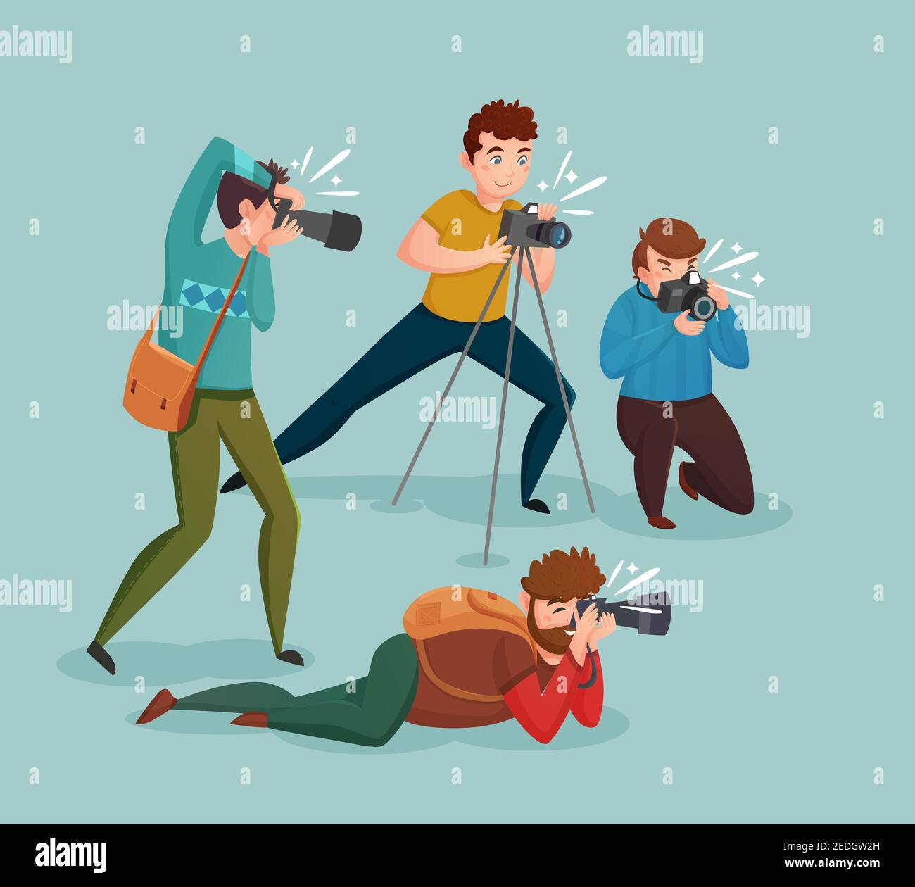 Paparazzi design concept with photographers group shooting appearance ...