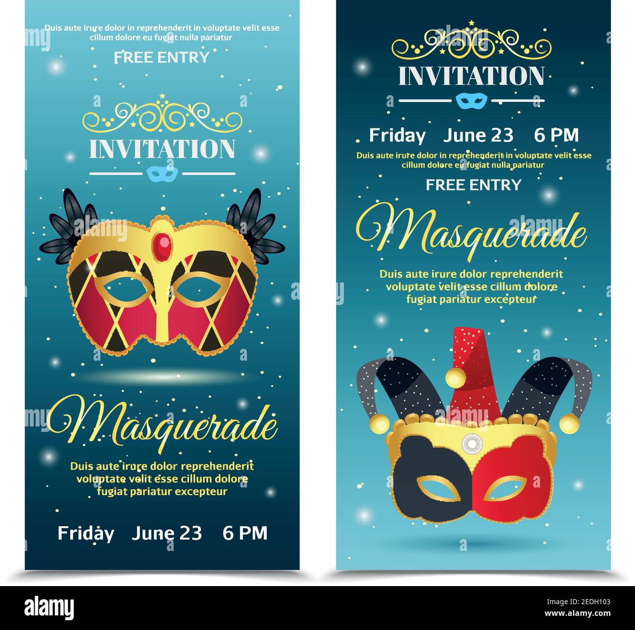 Carnival vertical banners representing invitation tickets with date of ...