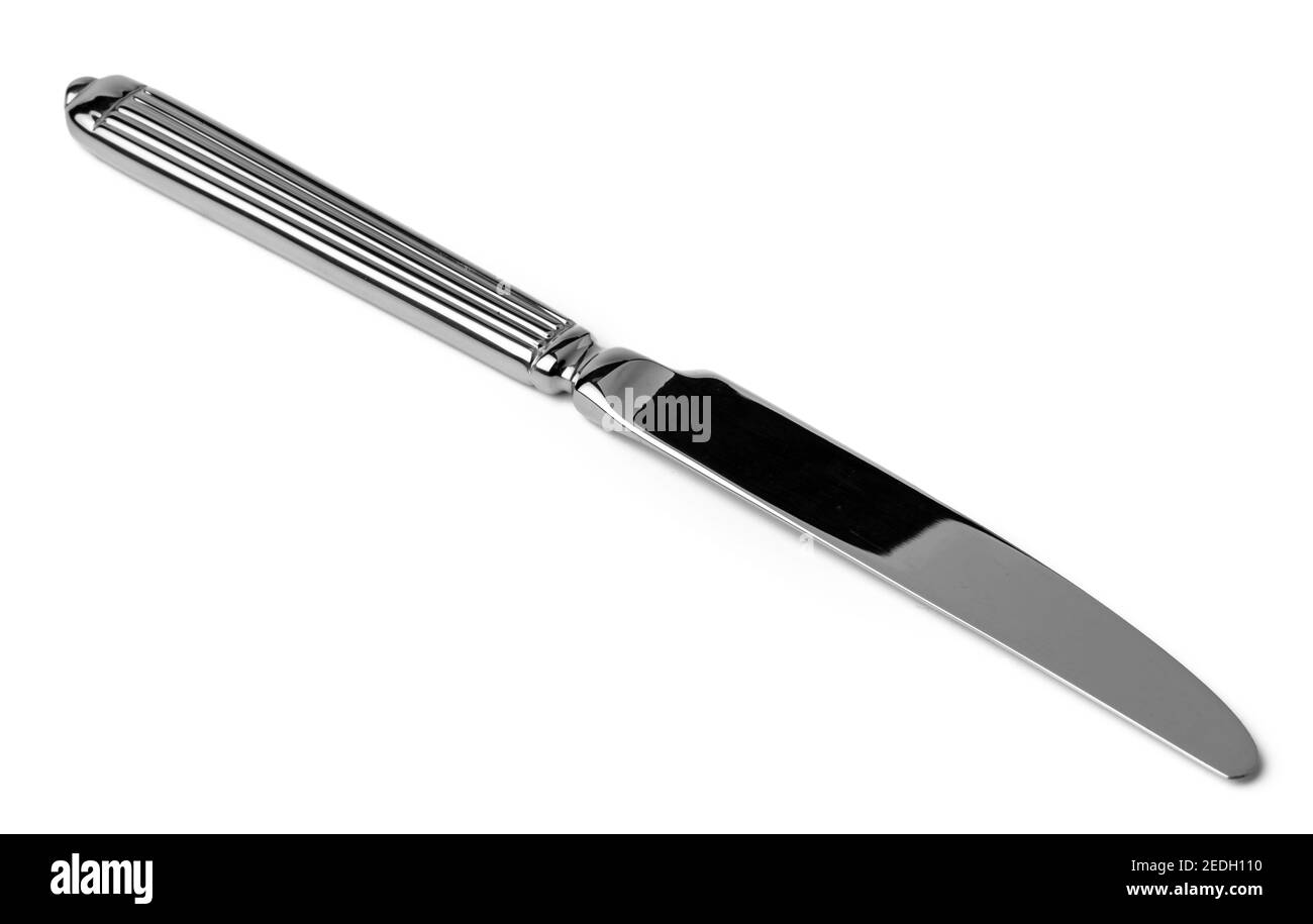 Silver dining knife isolated on white background Stock Photo - Alamy