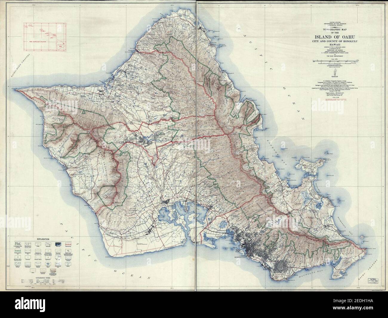 Oahu map vintage hi-res stock photography and images - Alamy