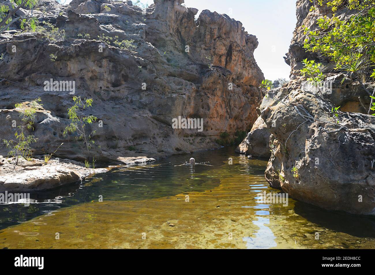Tourist swimming at Nanny's Retreat, a popular swimming hole at Lorella ...