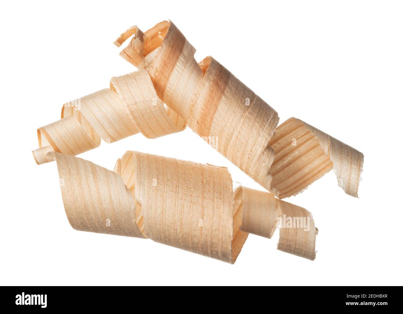 Spiral wooden shaving isolated on white background Stock Photo - Alamy