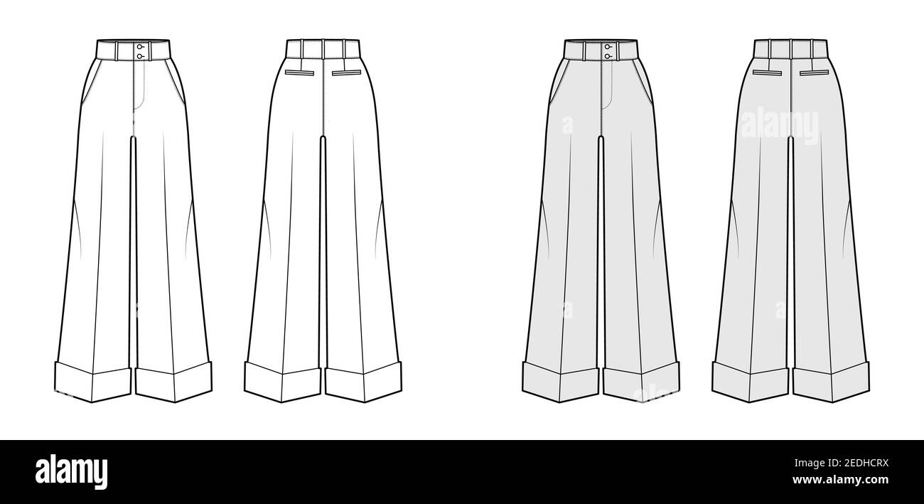 Pants oxford tailored technical fashion illustration with normal waist ...