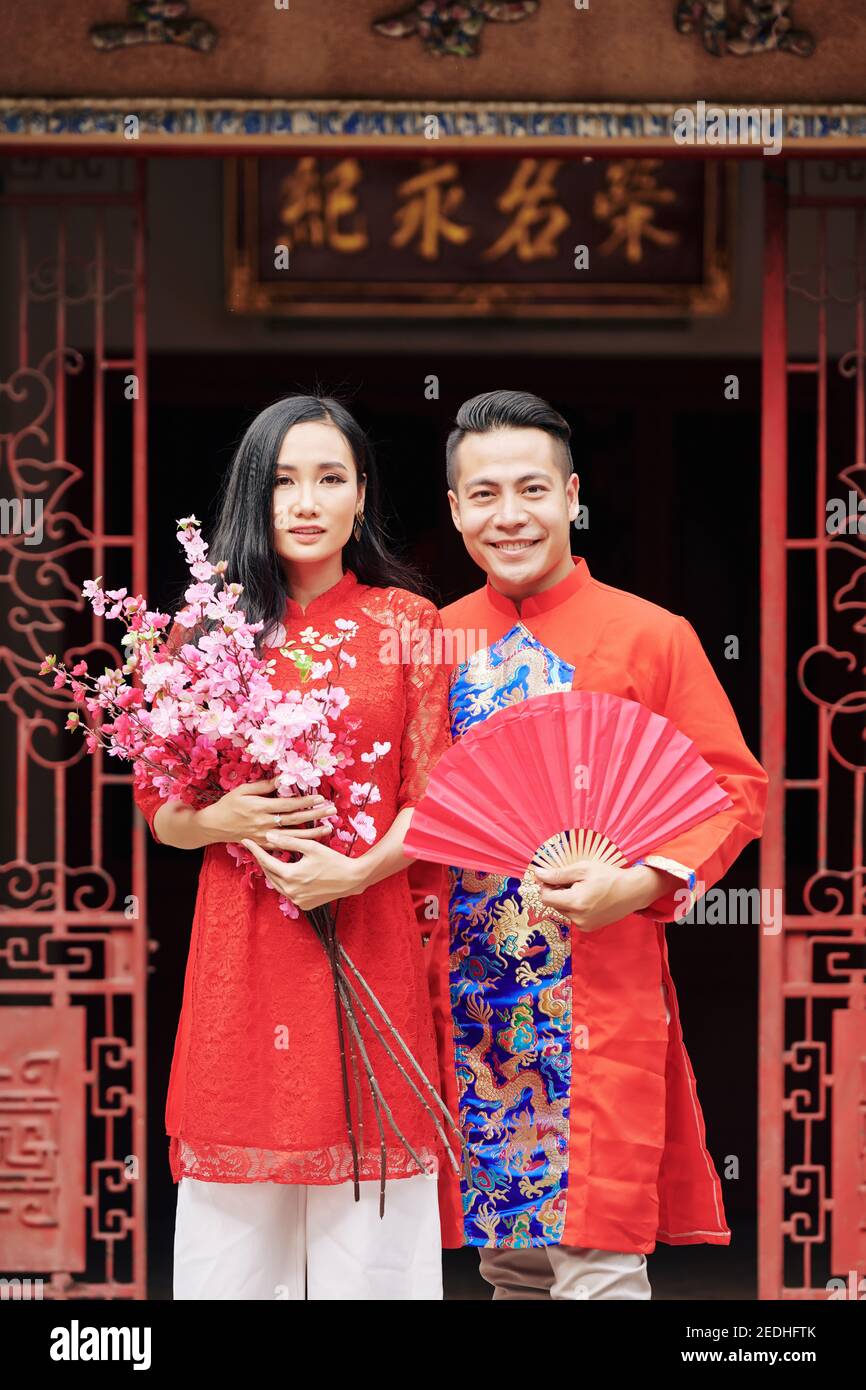 Couple celebrating spring festival Stock Photo - Alamy