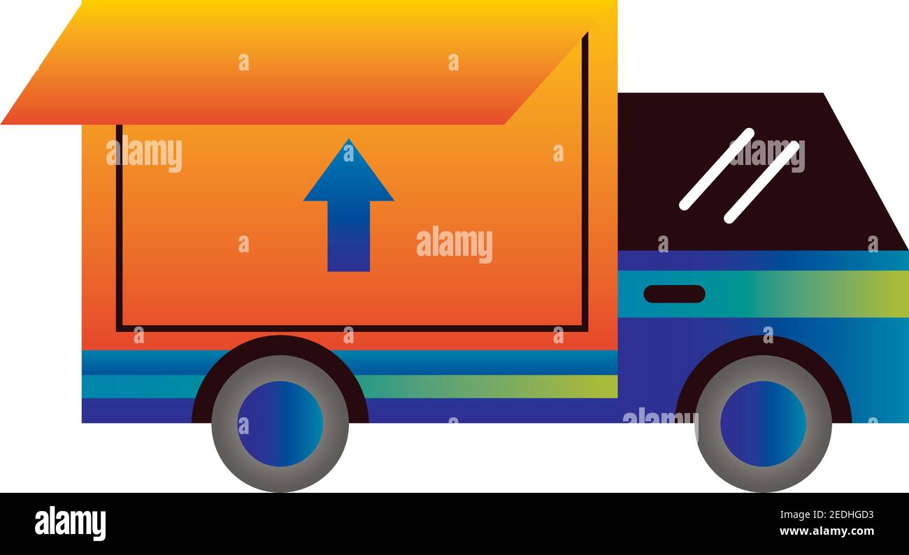 delivery service box carton in truck vector illustration design Stock ...