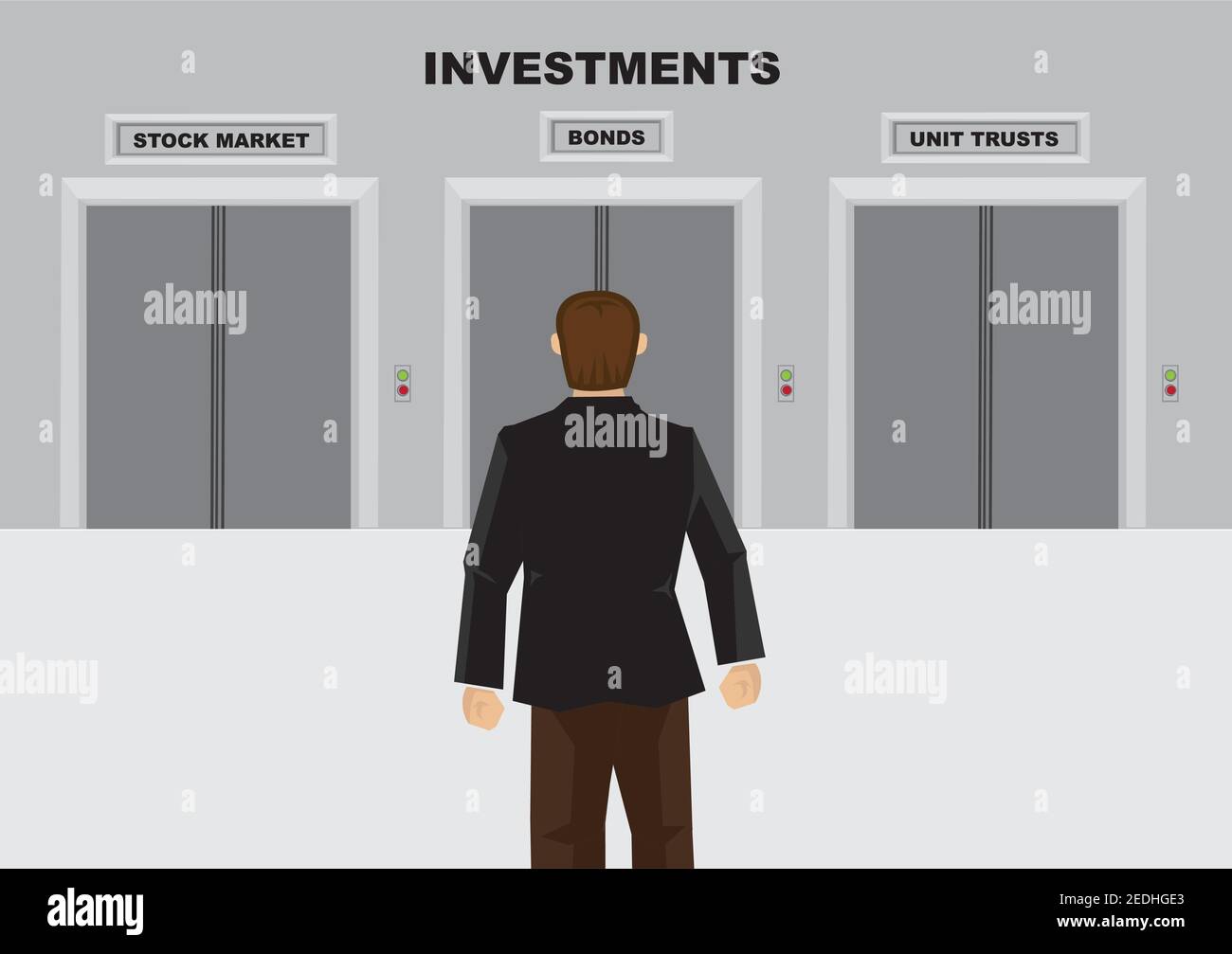Cartoon man choosing the investment plan he want. Vector illustration ...