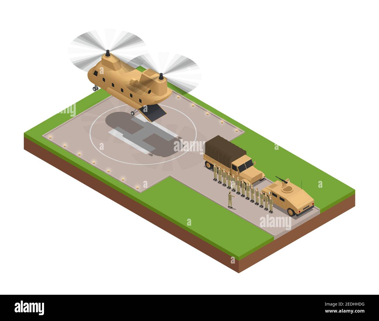 Military isometric composition with moment the large cargo helicopter ...