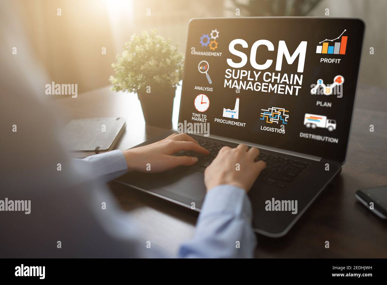 SCM - Supply Chain Management and business strategy concept on the ...