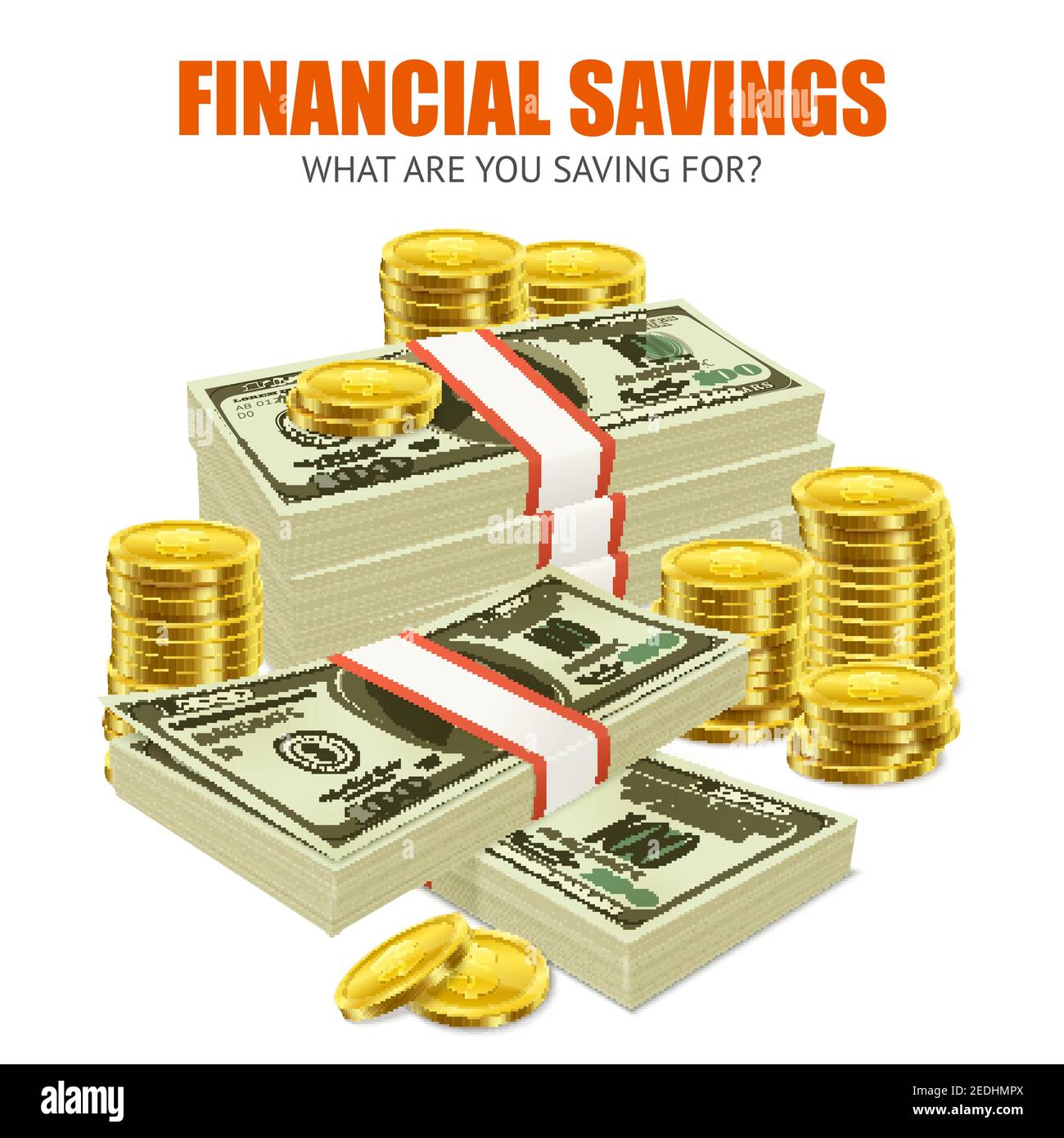 Financial savings realistic advertisement composition poster with ...
