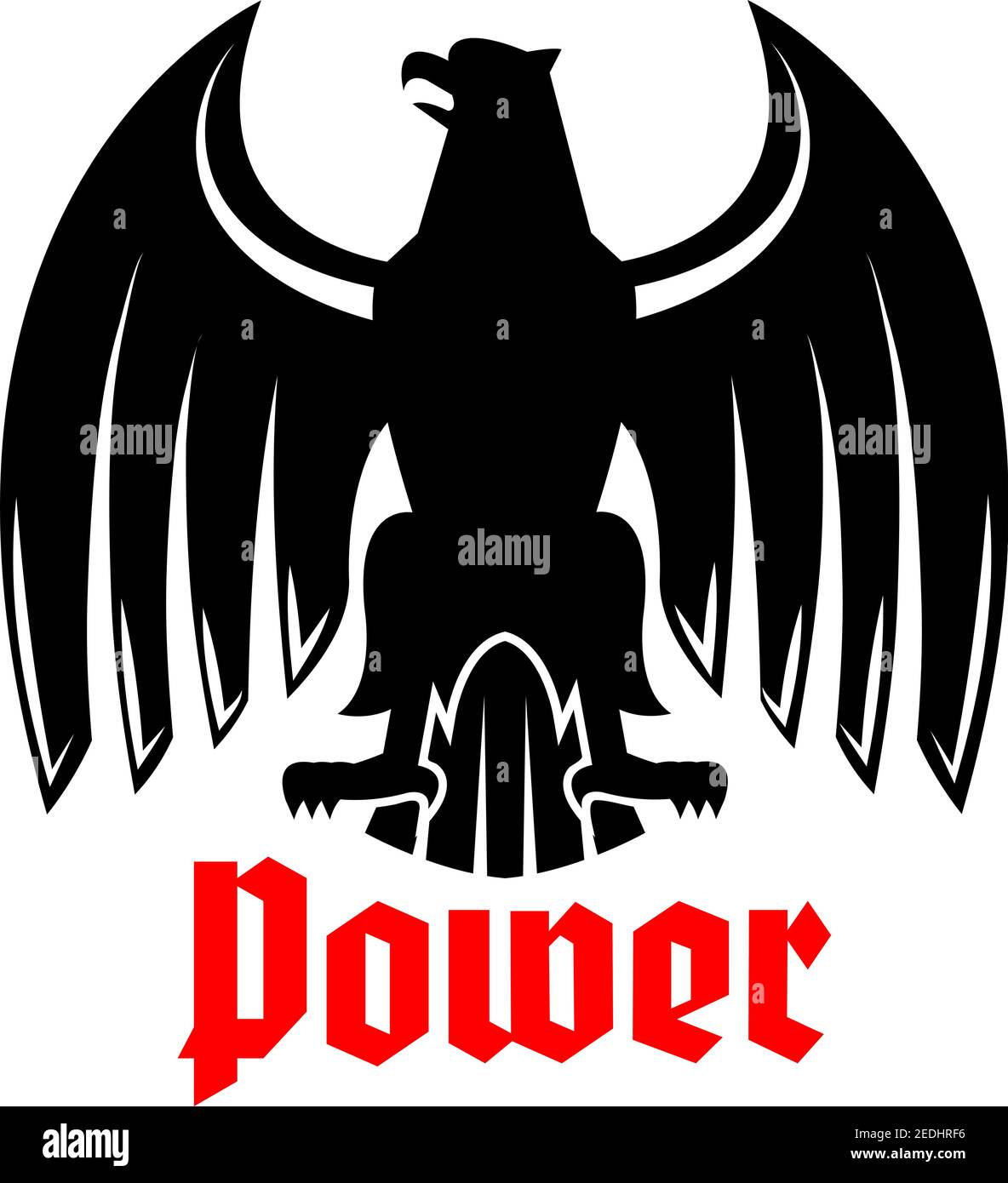 Black heraldic eagle icon. Vector emblem of imperial or royal hawk or ...