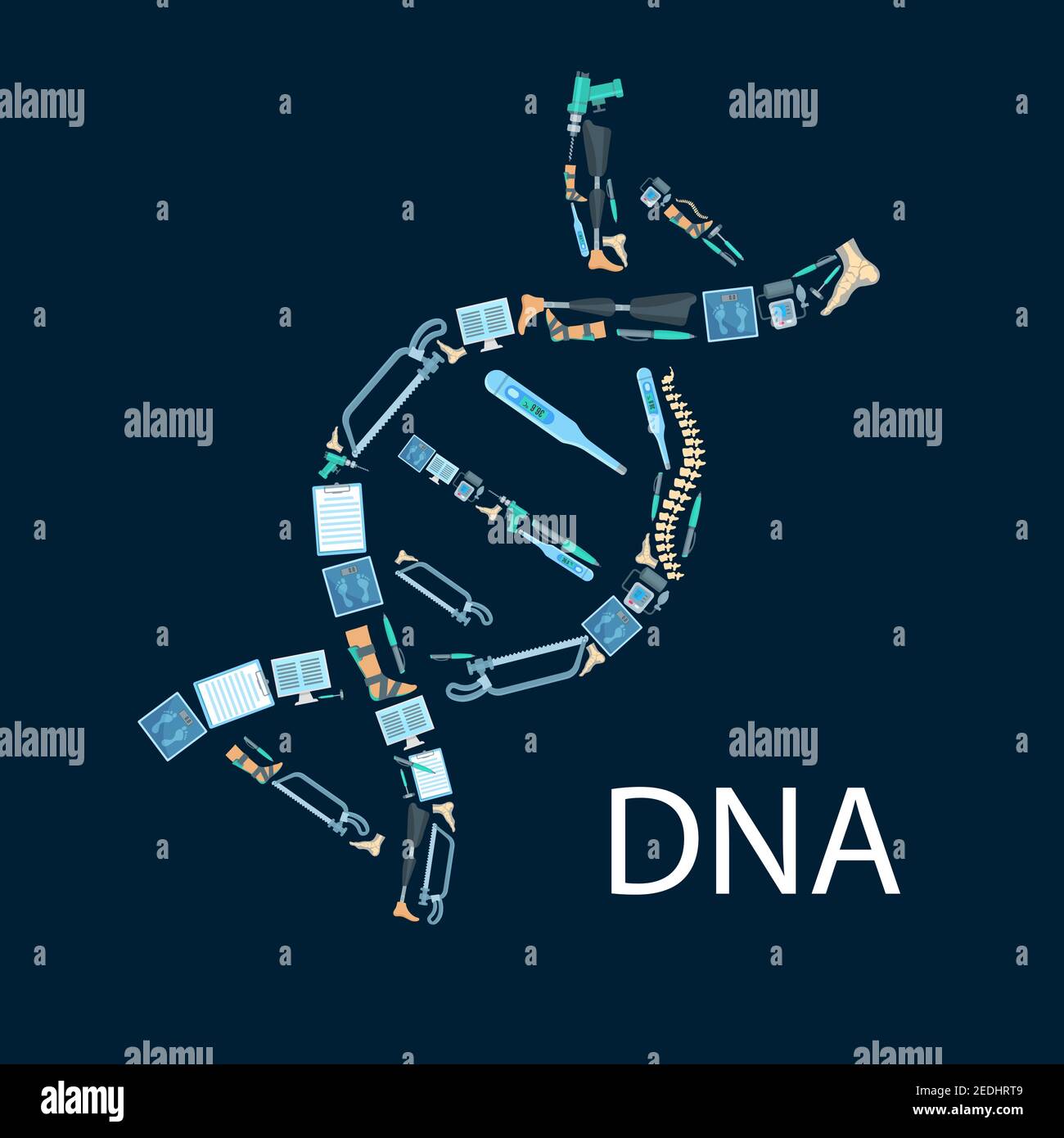 Orthopedy and orthopedics surgery poster in shape of DNA symbol ...