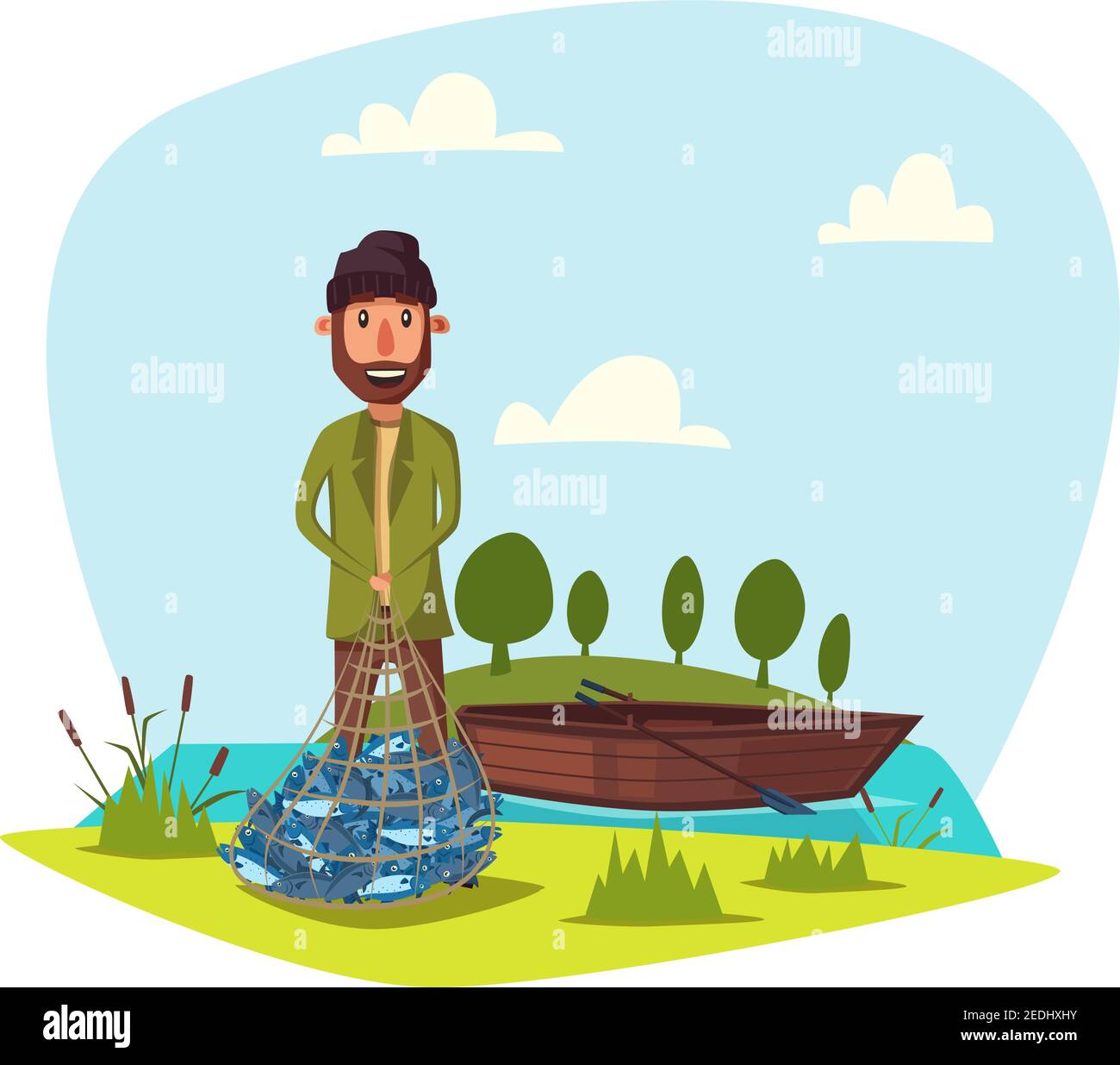 Big Fishing Net Cartoon