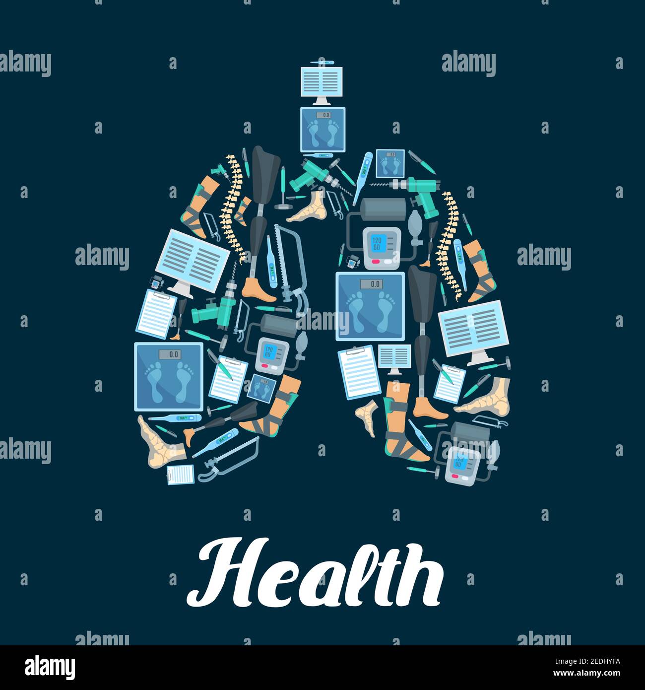 Lungs symbol. Vector medical poster of orthopedy and orthopedics ...