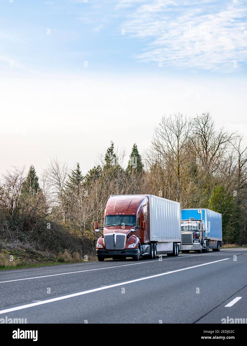 Classic big rigs different semi trucks tractors transporting commercial ...