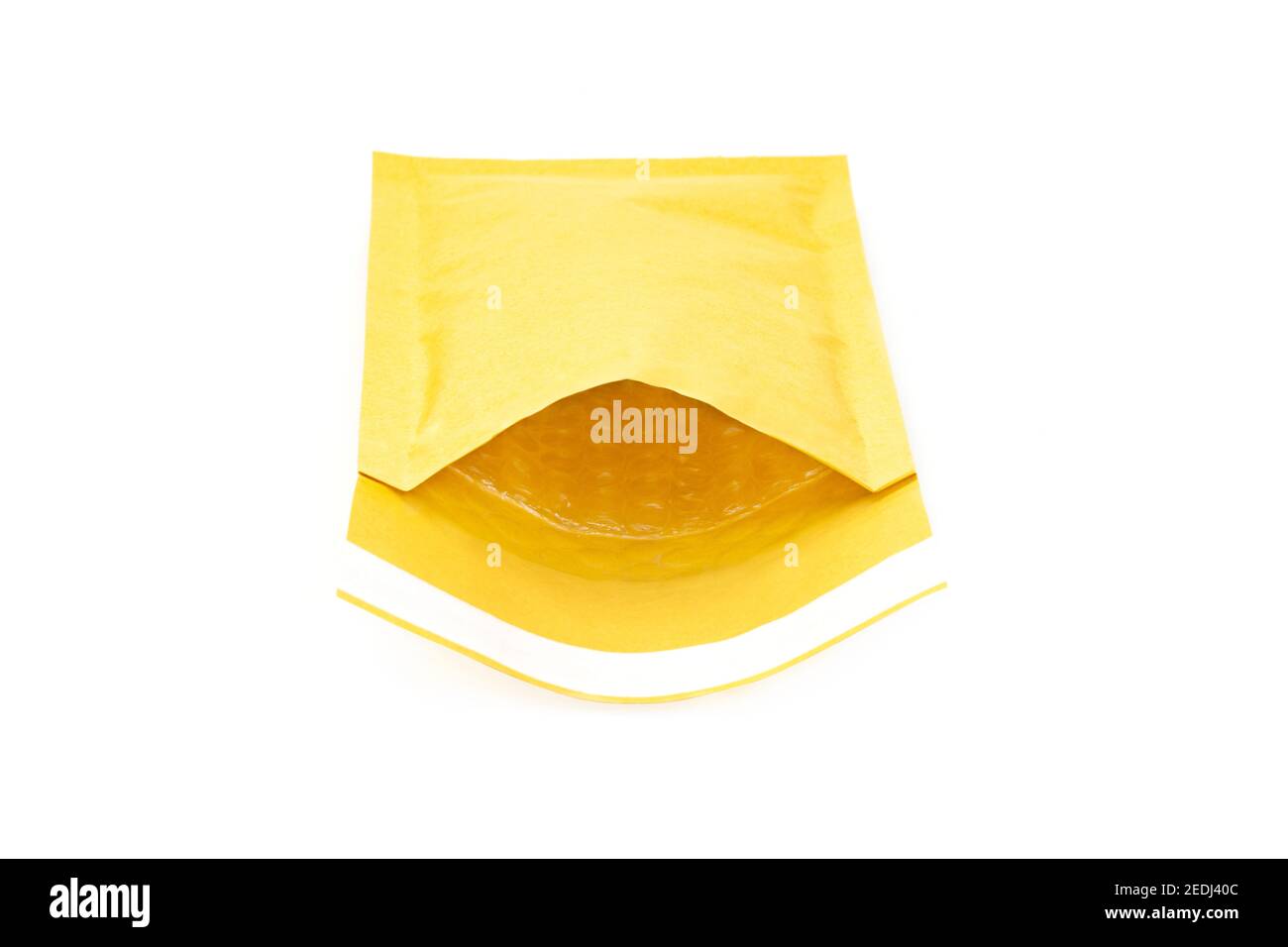 Close-up on an open padded envelope showing the internal bubble lining ...