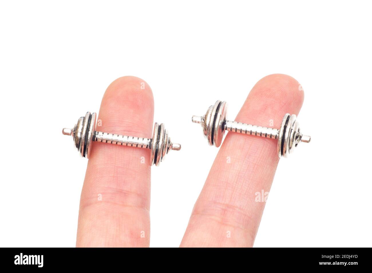 Creative mockup of two finger characters lifting dumbbells Stock Photo ...