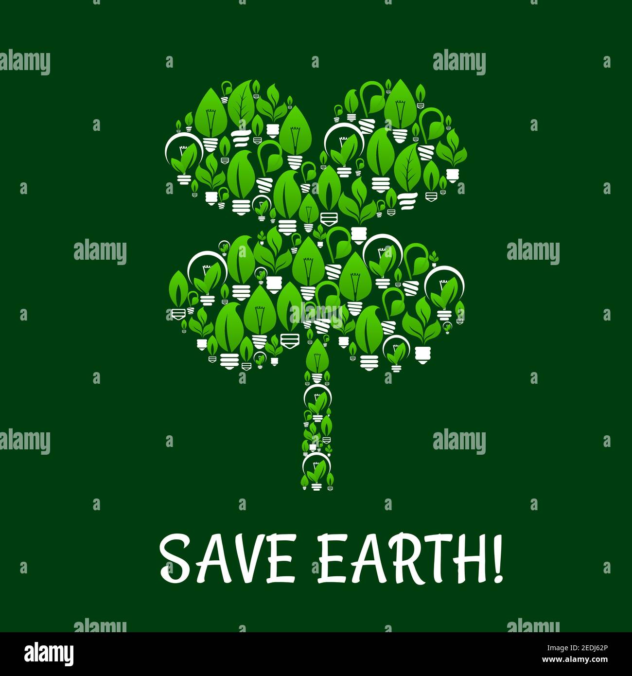 Ecology and green energy vector with clover leaf symbol. Energy saving ...