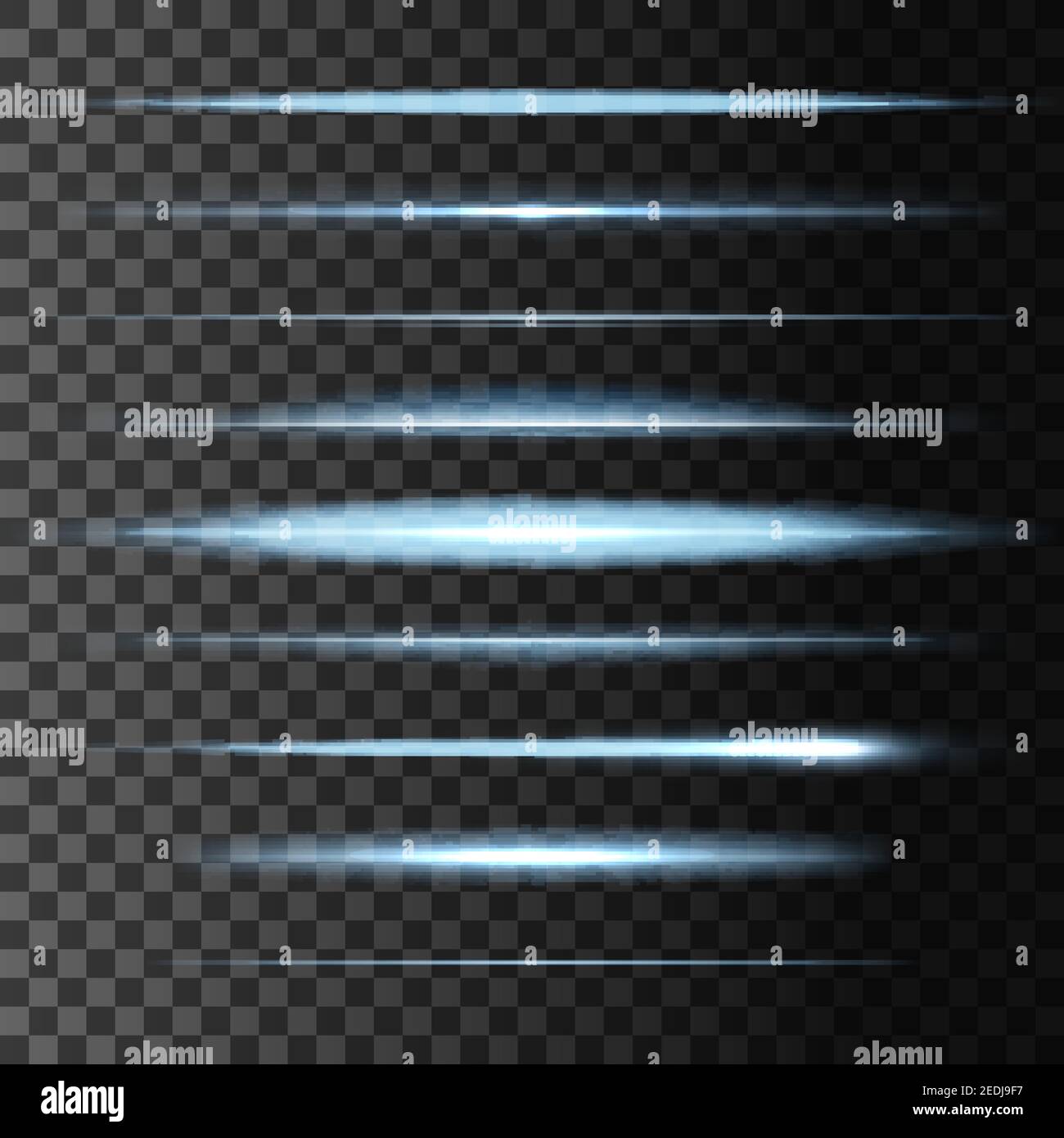 Glowing light flashes and abstract luminous blur horizontal lights ...