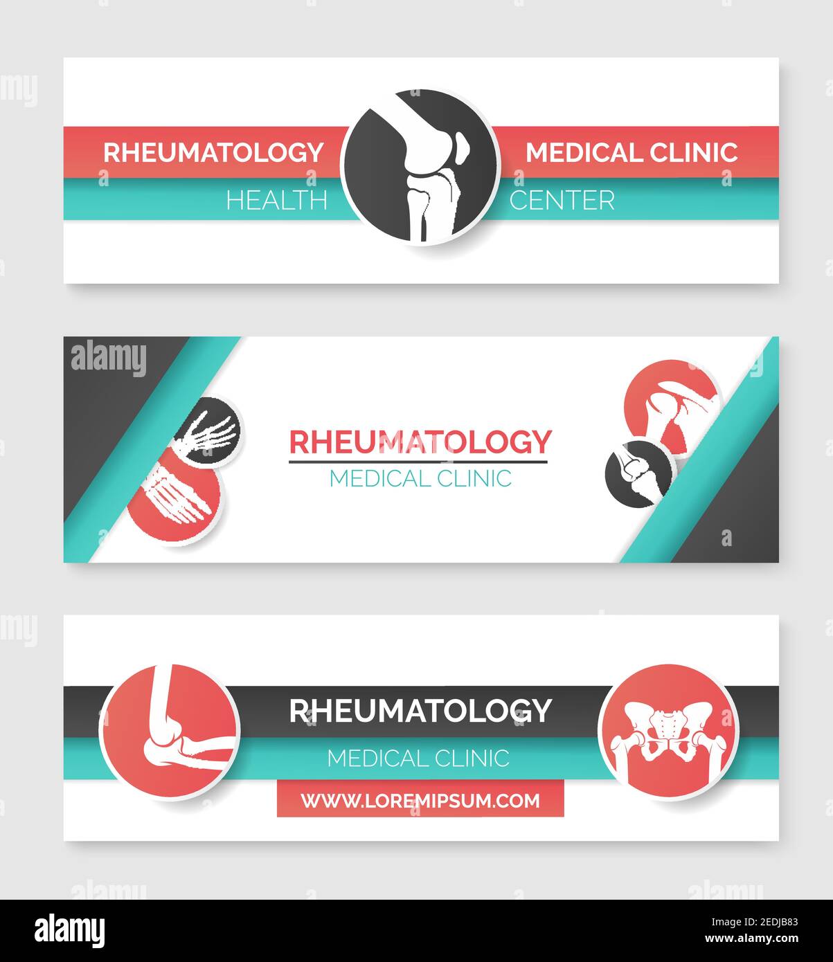 Medical clinic and health center banner template set. Round badges with ...