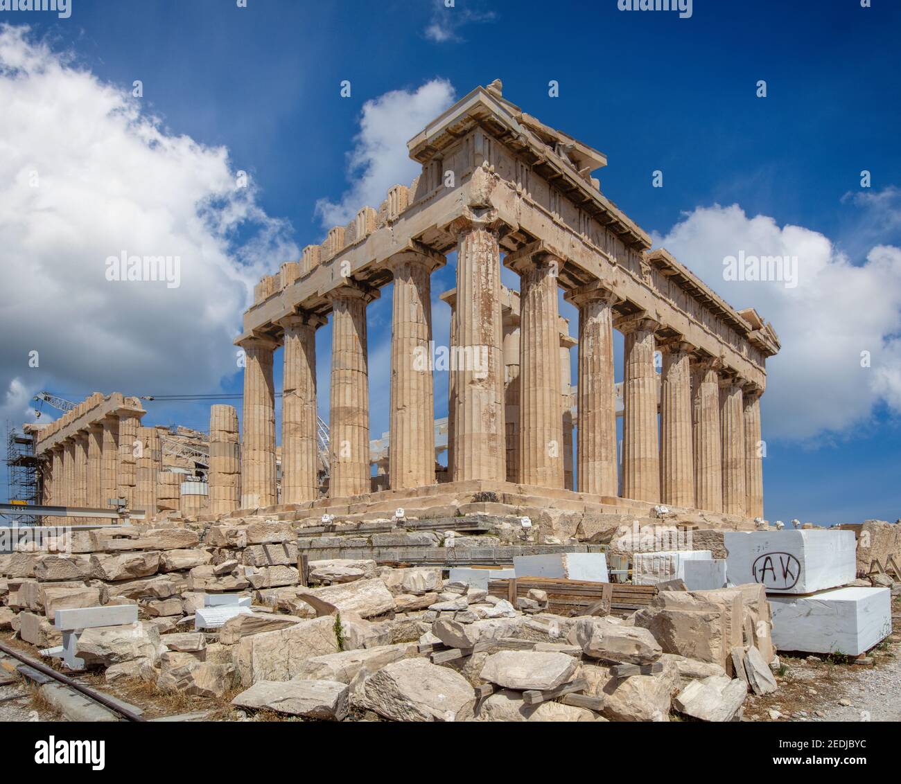 Parthenon temple in sunny day. Acropolis in Athens, Greece. The ...