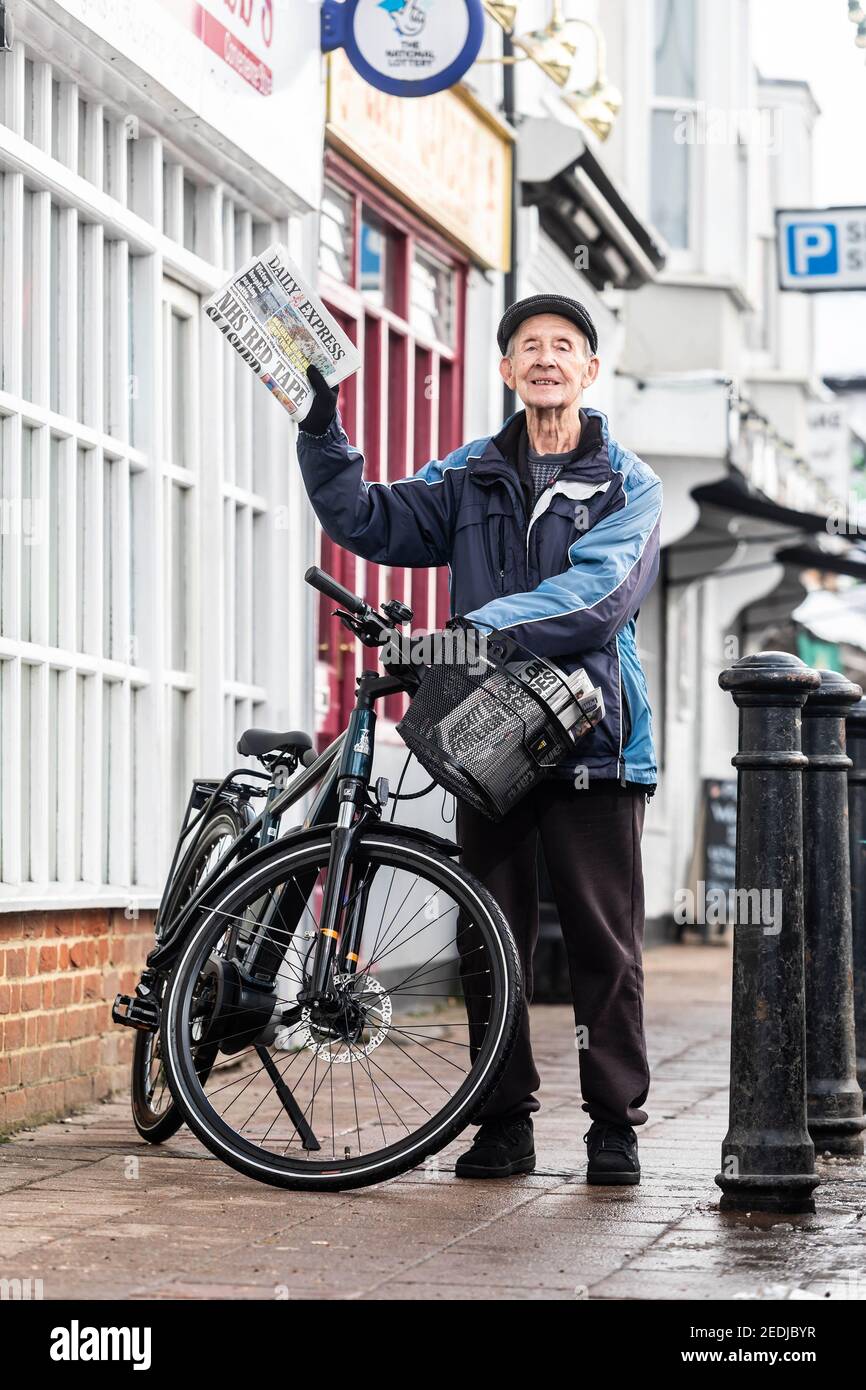 EDITORIAL USE ONLY George Bailey, who is one of the oldest paperboys in ...