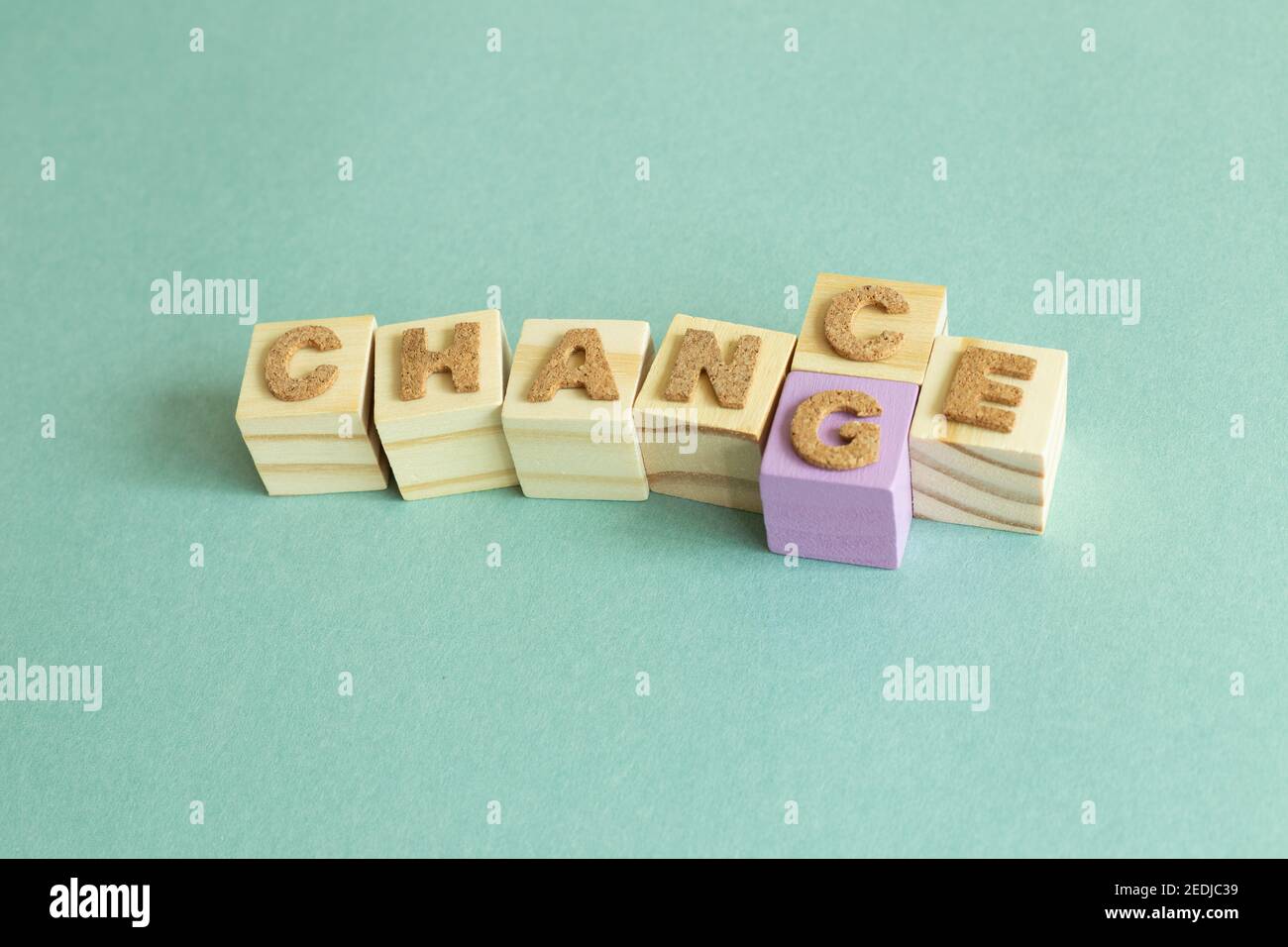 Wood block. Word change to chance. Opportunity, development concept ...