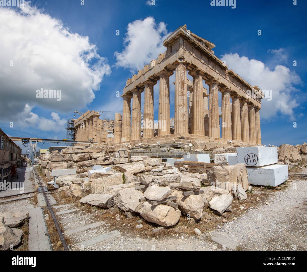 Parthenon temple in sunny day. Acropolis in Athens, Greece. The ...