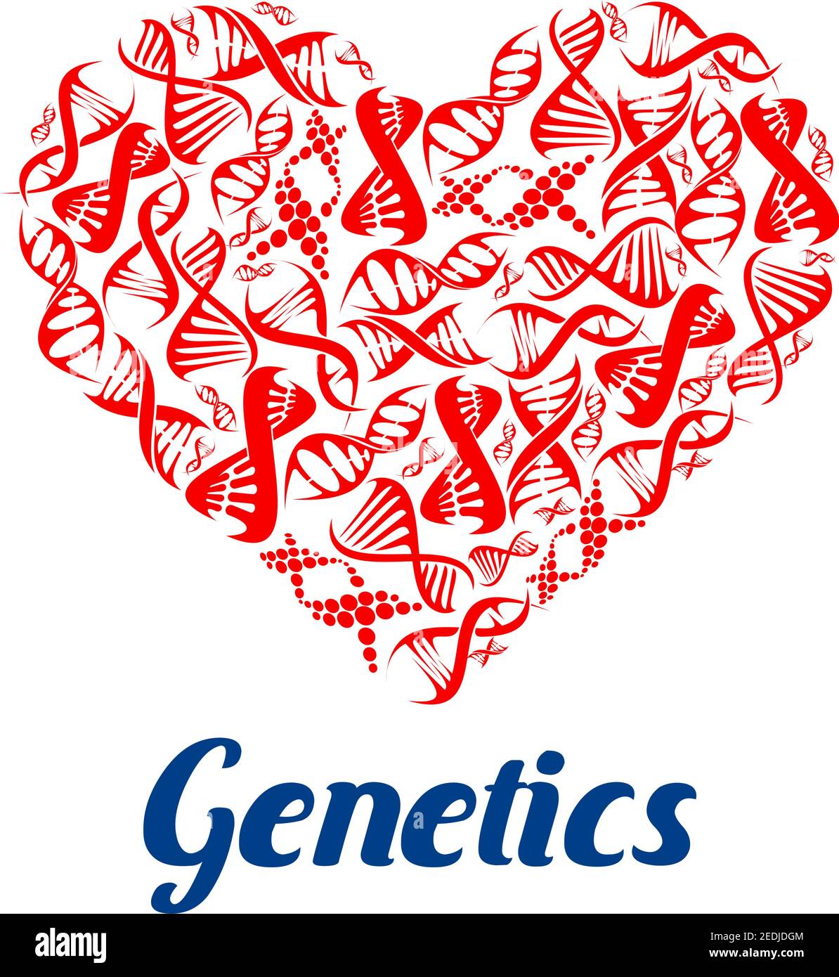 Heart composed of DNA helix. Love genetics poster with red models of ...