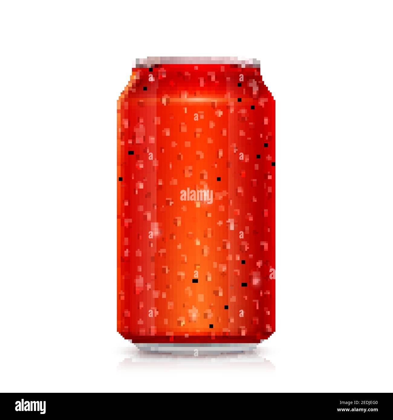 Realistic red can with drops of water isolated on white background ...