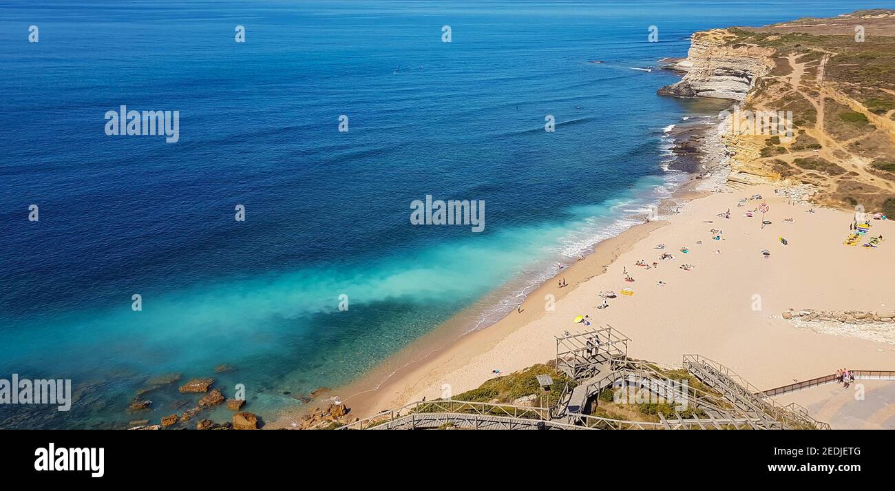 Beautiful landscape. Top view to amazing Atlantic Ocean shore ...