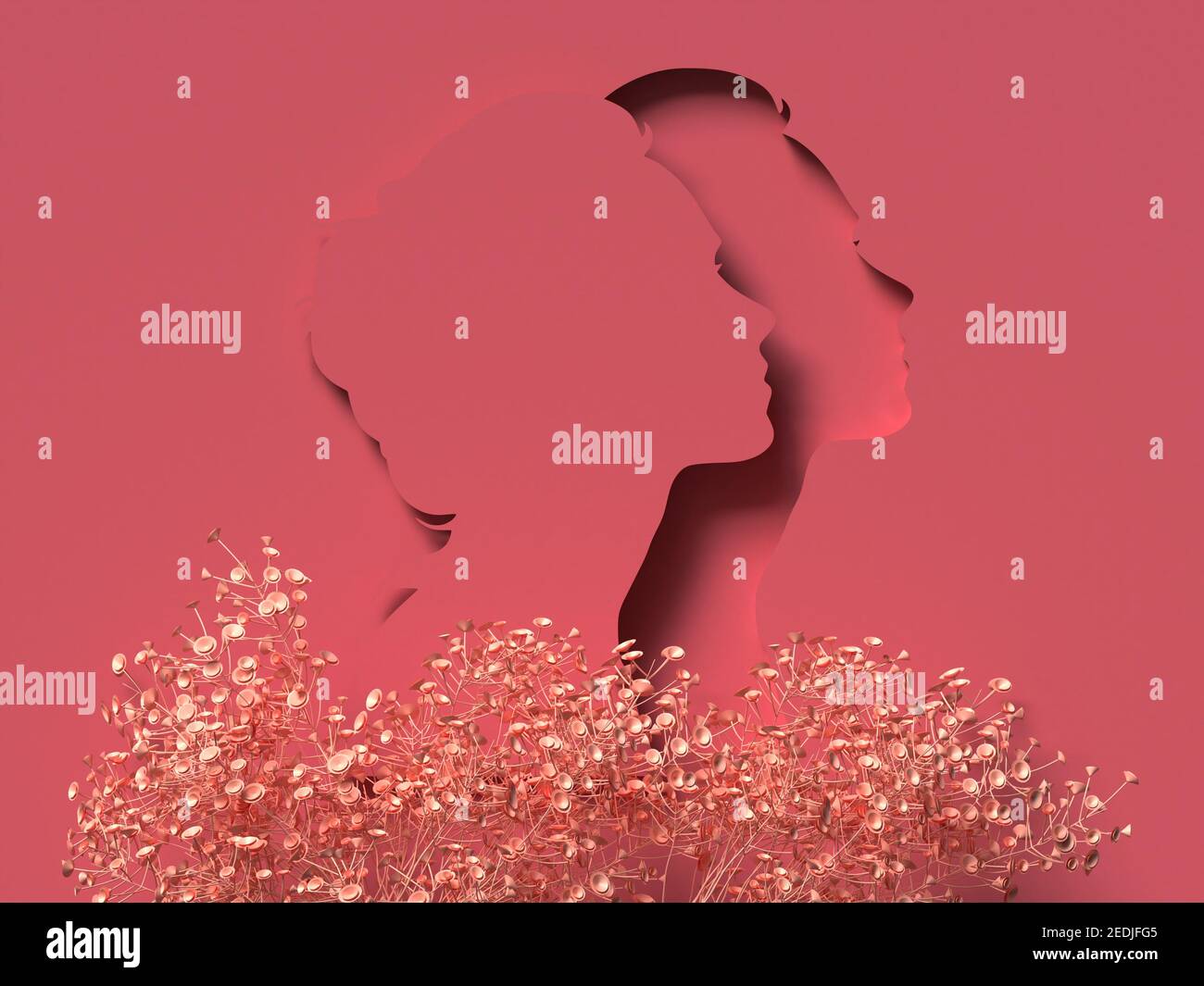 March 8 with papercut woman face Stock Photo - Alamy