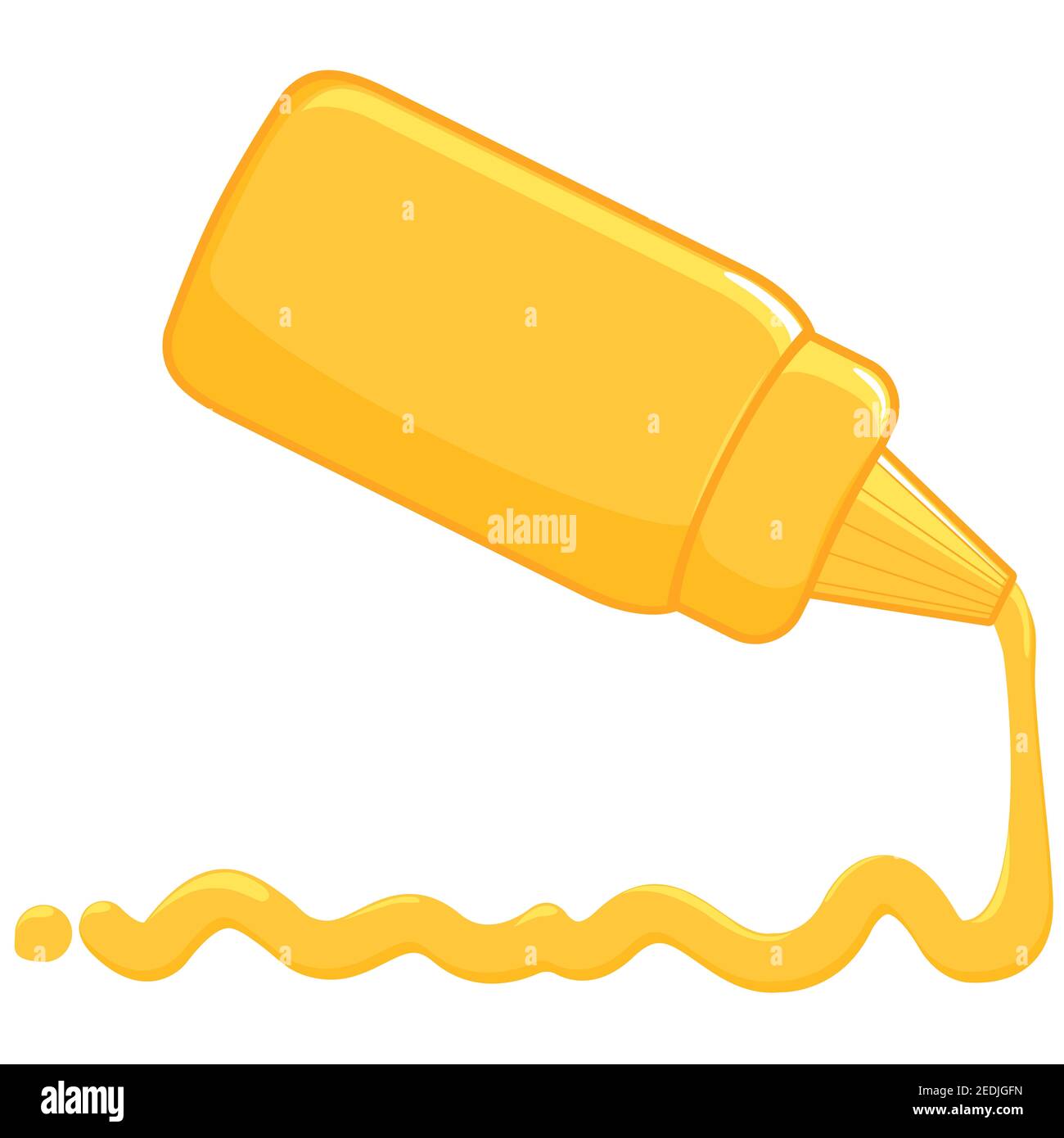 Bottle and spilled sauce of mustard. Hot spice Dijon sauce spilled in ...