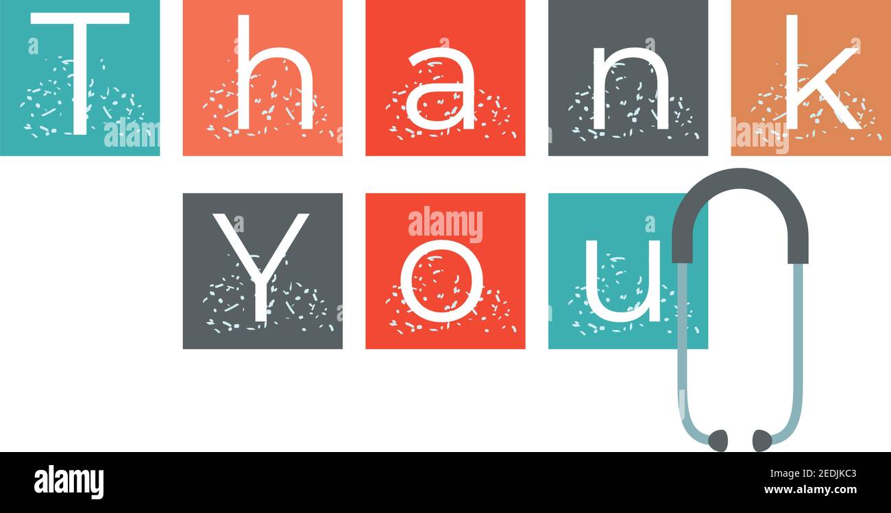 thanks you, lettering and stethoscope medical workers fighting ...