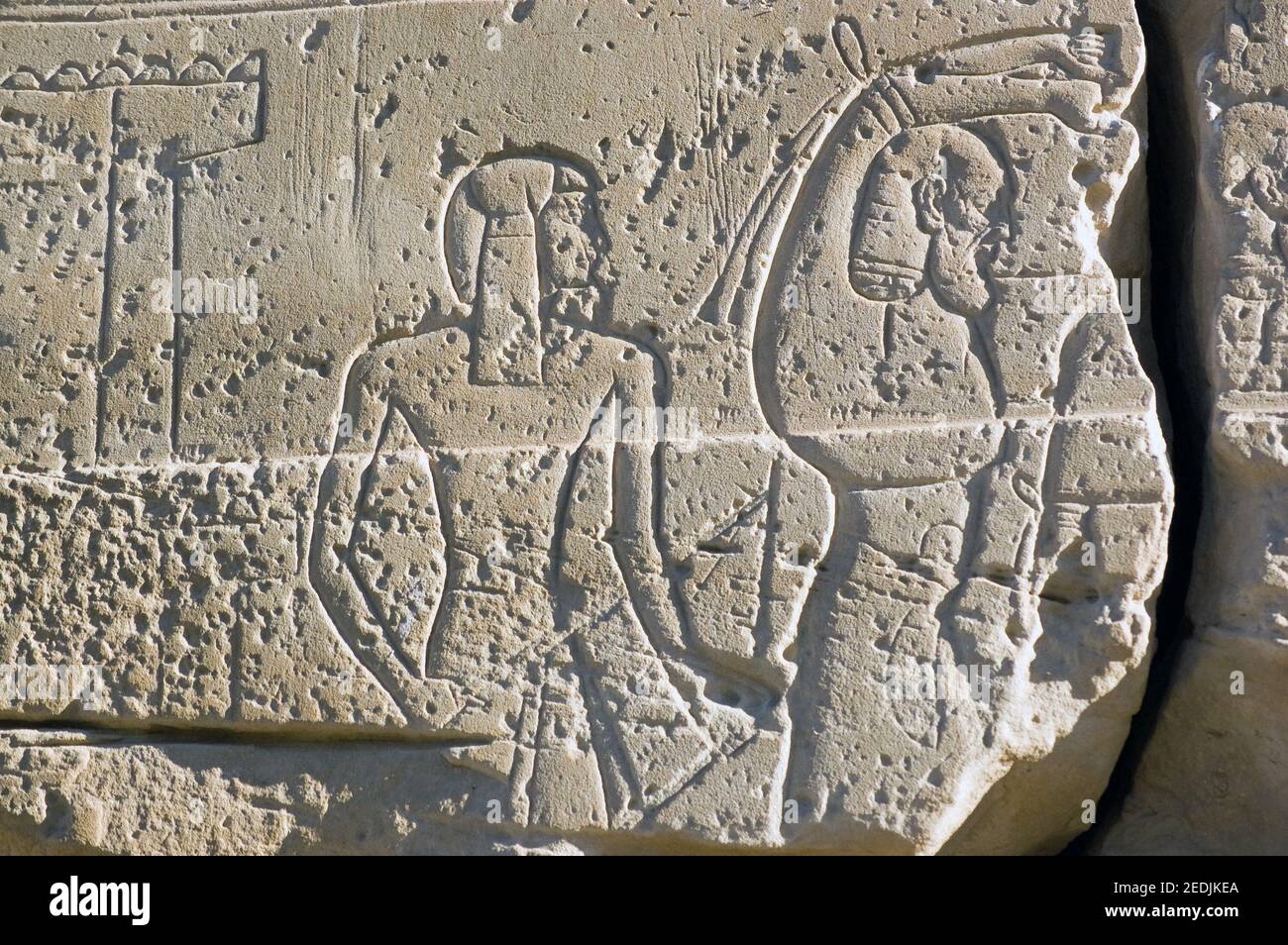 Stone carving on the first pylon of the Ramesseum in Luxor, Egypt ...