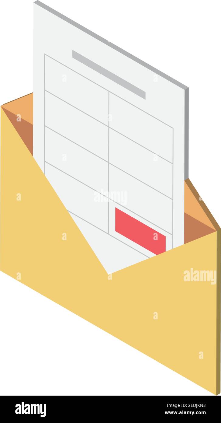 mail envelope icon with tax form vector illustration icon isometric ...
